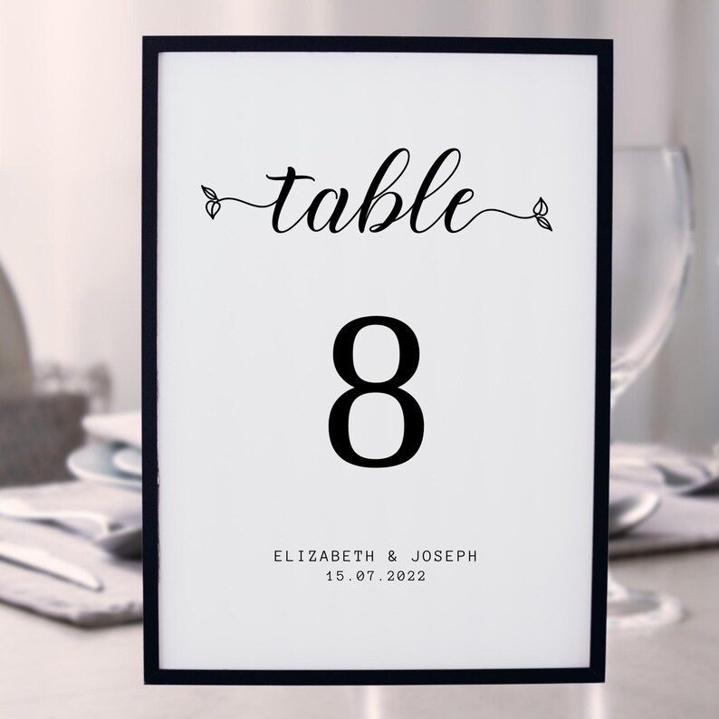 Classic Table Number Template, Elegant Table Number Card, Templett ...
