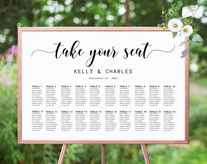 Modern Table Seating Chart Sign Template Download Long Tables Wedding ...