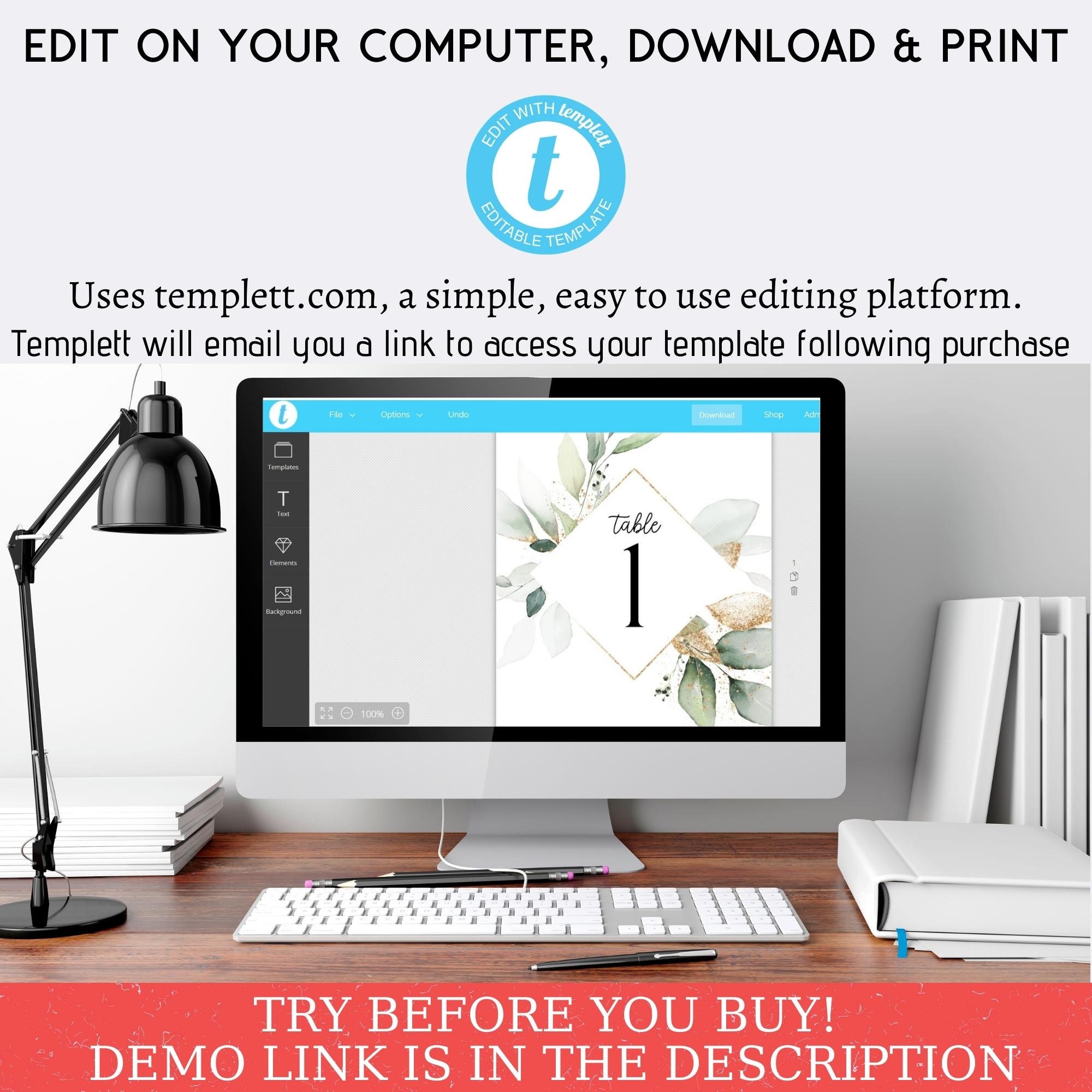 Printable Table Numbers, Tropical Table Numbers, Edit With TEMPLETT ...