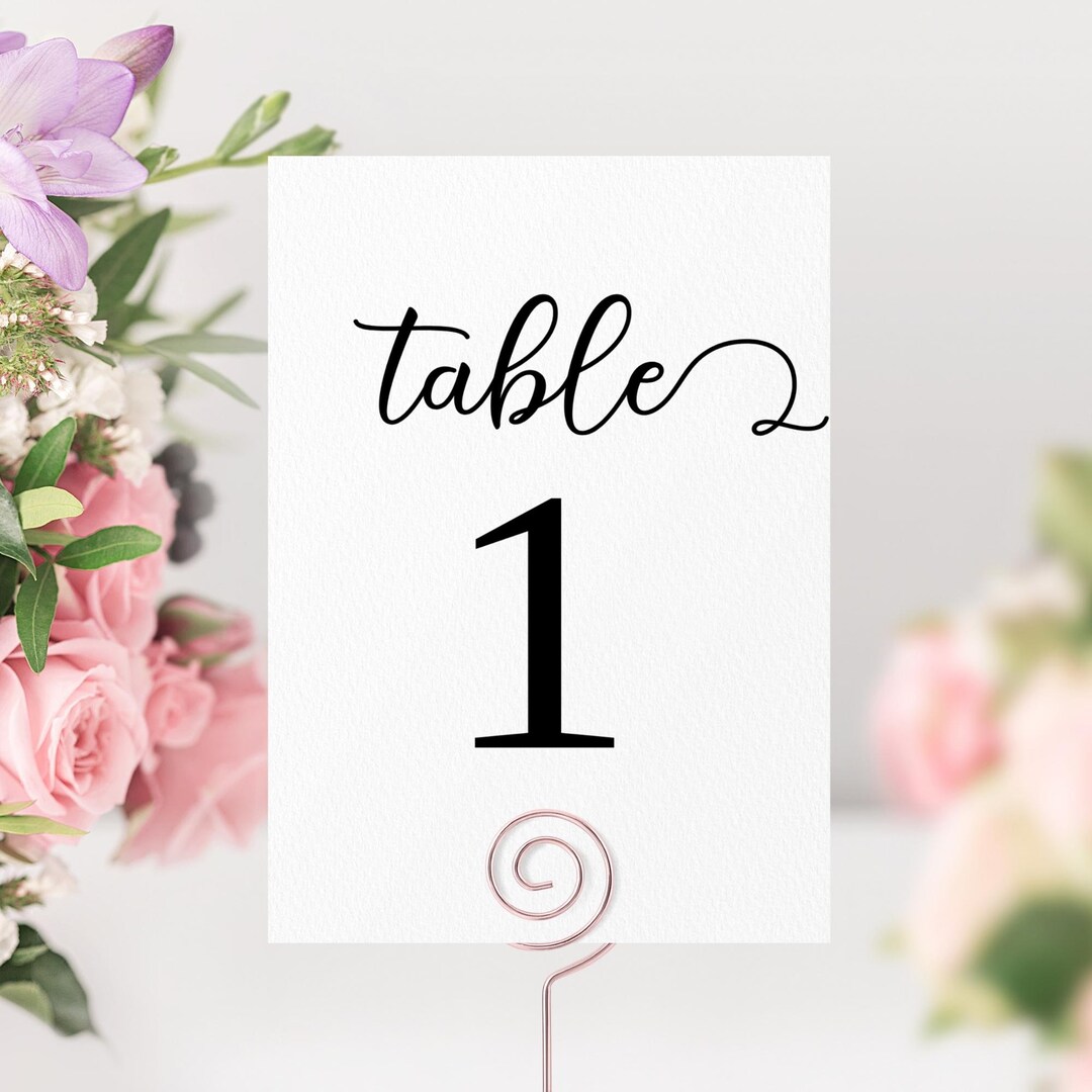 Table Number Sign Template, Modern Calligraphy, Try Before You Buy ...