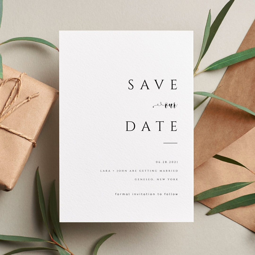 Elegant Save the Date Template Modern Simple Save the Date Card ...