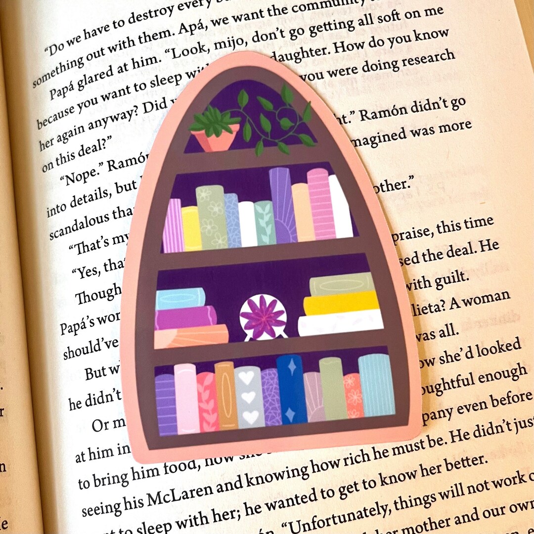 Bookcase Vinyl Sticker, Aesthetic Bookshelf Sticker, Books and Plants ...