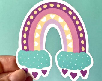 Boho Rainbow Sticker: Hand Drawn Waterproof Vinyl Decal - Etsy