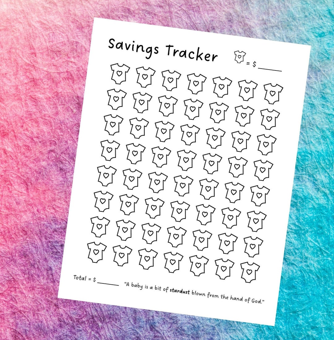 New Baby Savings Tracker, Expectant Parents Savings Plan, Cute Baby ...