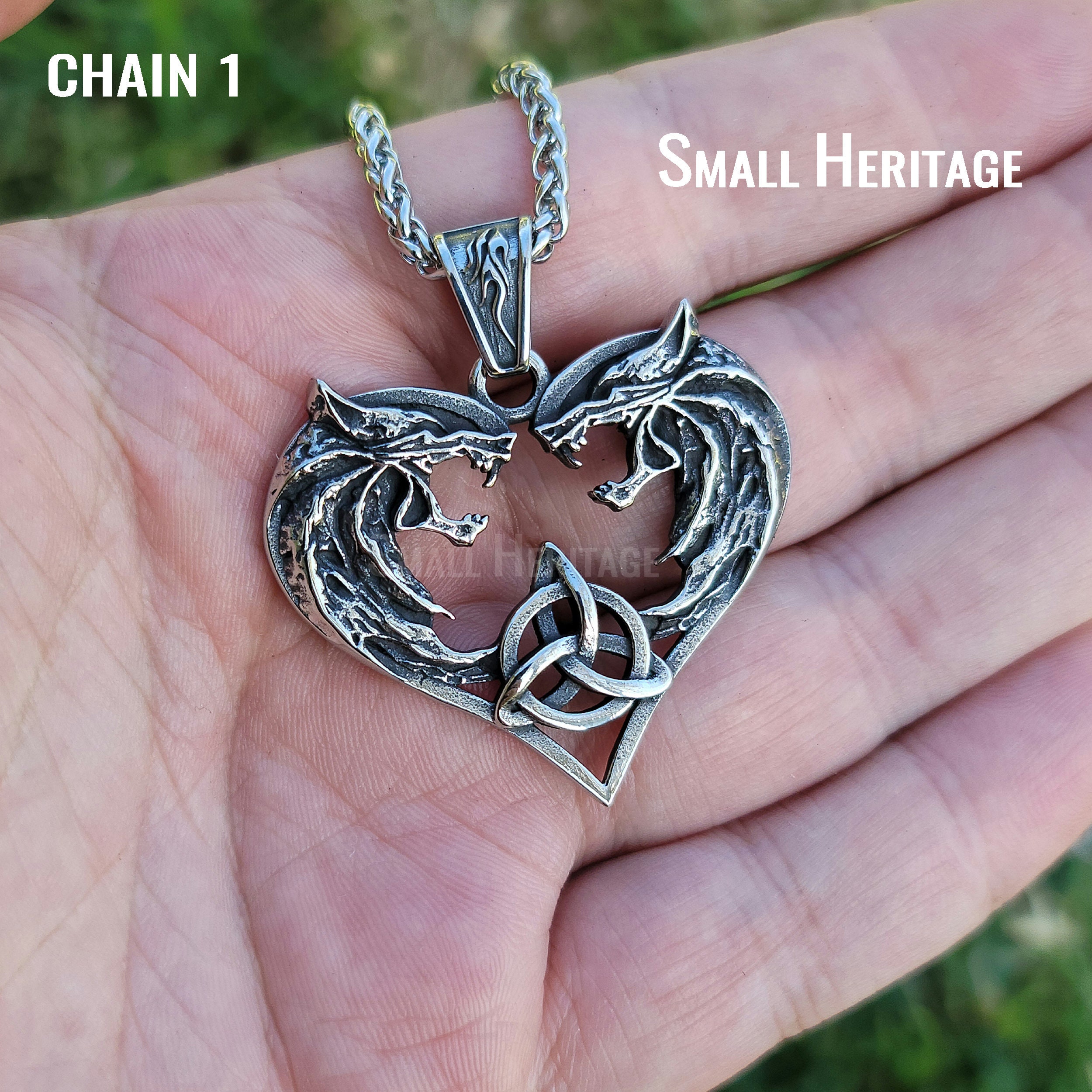 Viking Wolf Valknut Stainless Steel Necklace Geri and Freki - Etsy