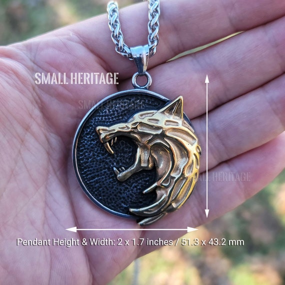 Wolf Head 316L Stainless Steel Necklace Large Wizard Pendant | Etsy