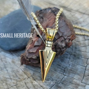 Stainless Steel Spear Necklace Silver Gold Black Color Arrowhead ...
