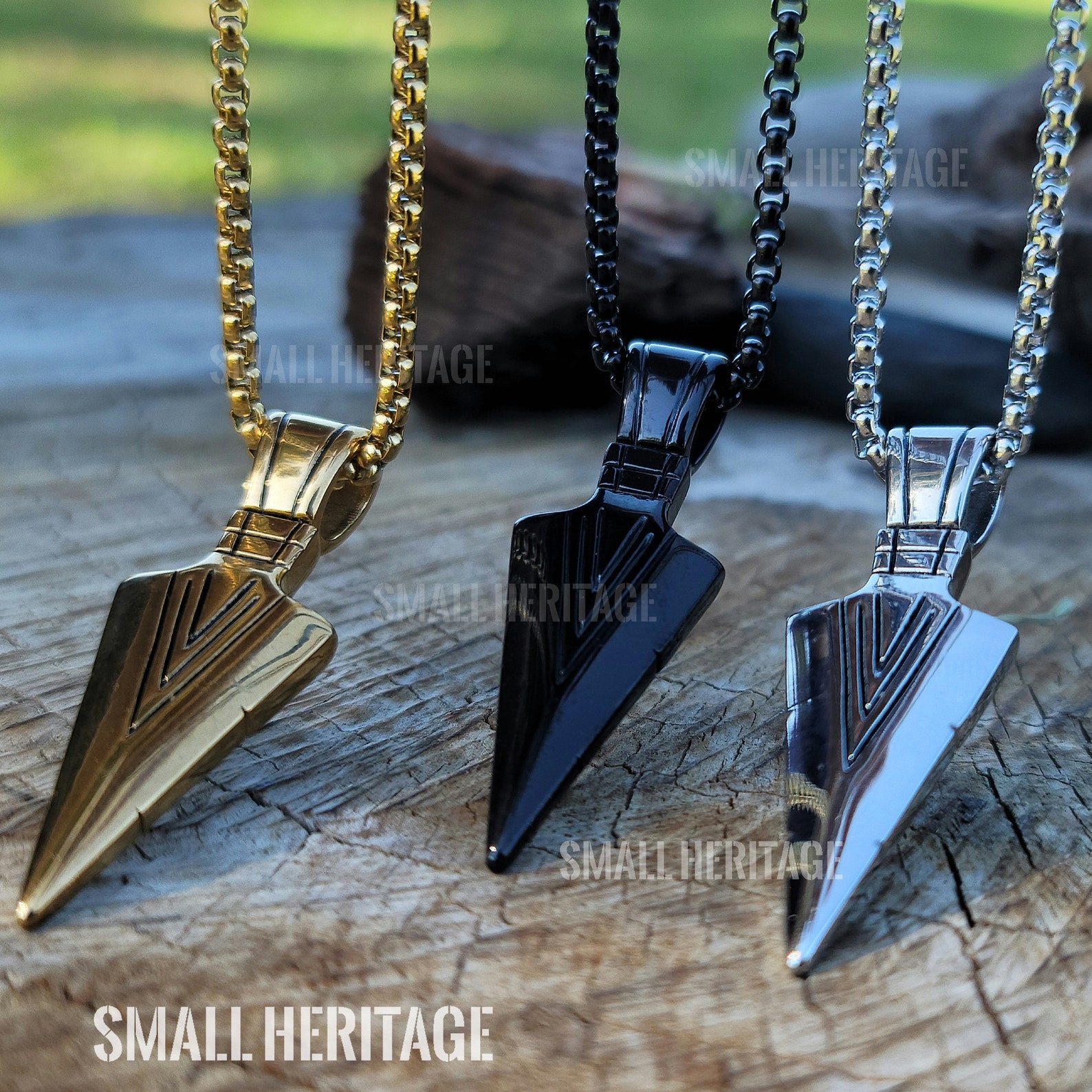 Stainless Steel Spear Necklace Silver Gold Black Color - Etsy