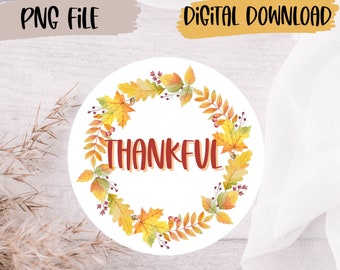 THANKFUL STICKER PNG Happy Thanksgiving Fall Packaging | Etsy