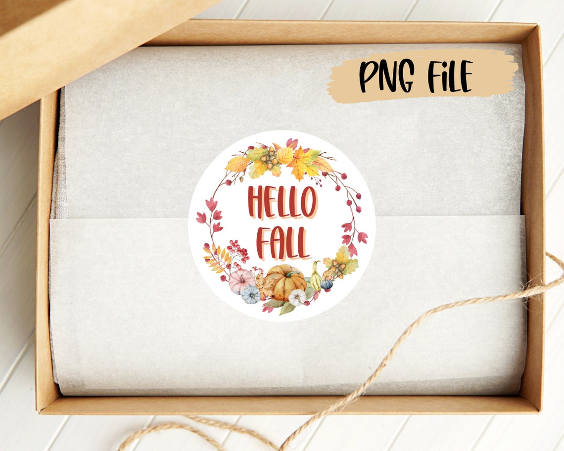 HELLO FALL Sticker PNG, Fall Packaging Stickers for Small Business ...