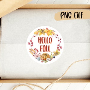 HELLO FALL Sticker PNG, Fall Packaging Stickers for Small Business ...