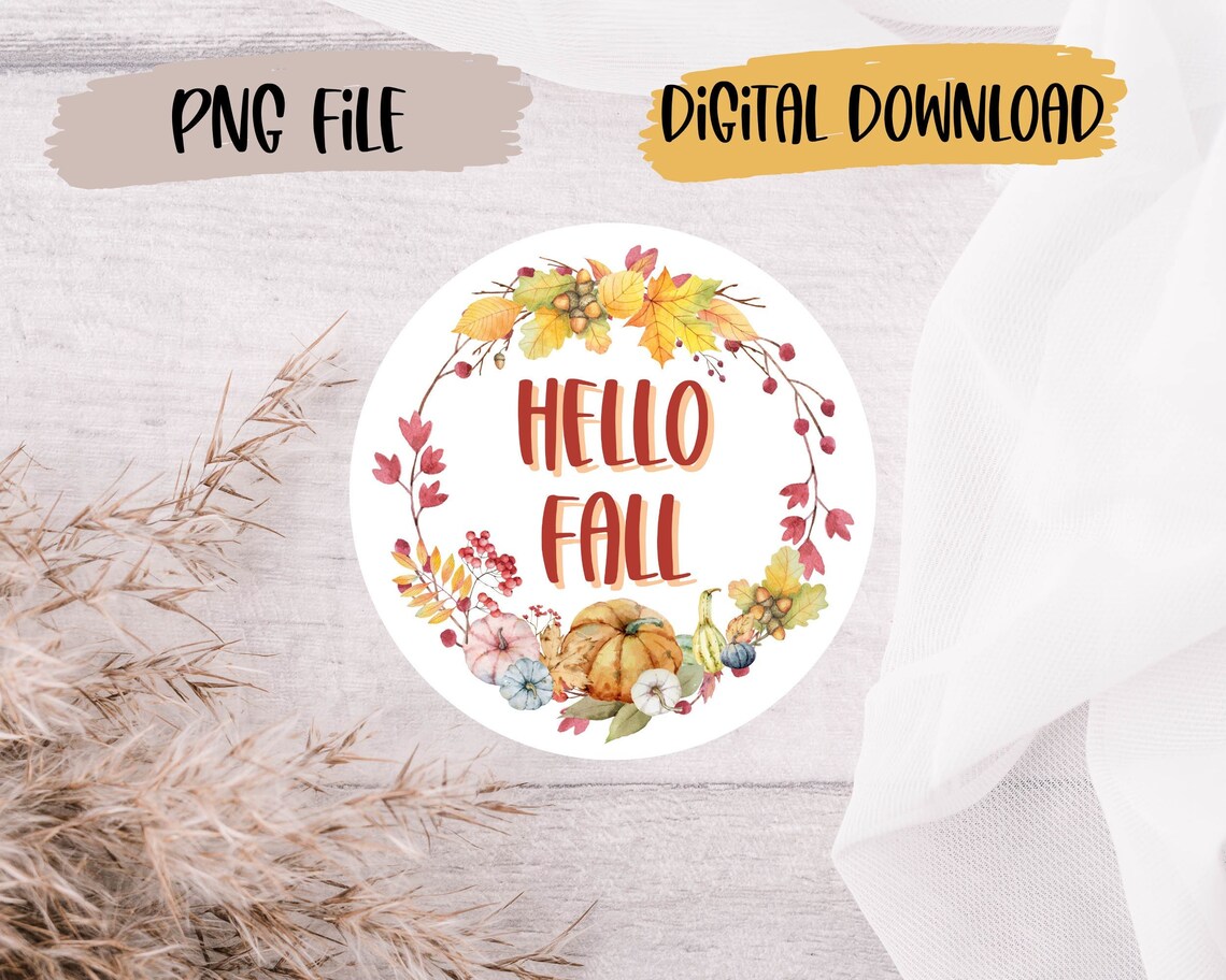HELLO FALL Sticker PNG Fall Packaging Stickers for Small - Etsy