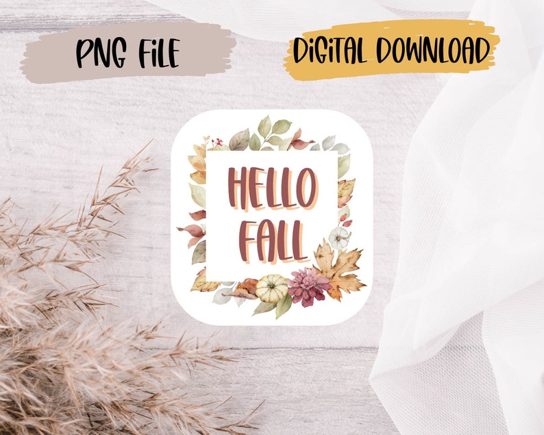 HELLO FALL Sticker PNG, Fall Packaging Stickers for Small Business ...