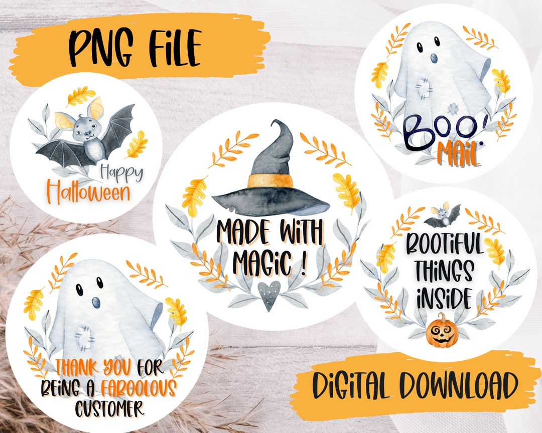 HALLOWEEN PACKAGING STICKERS Bundle Png, Thank You for Being a ...