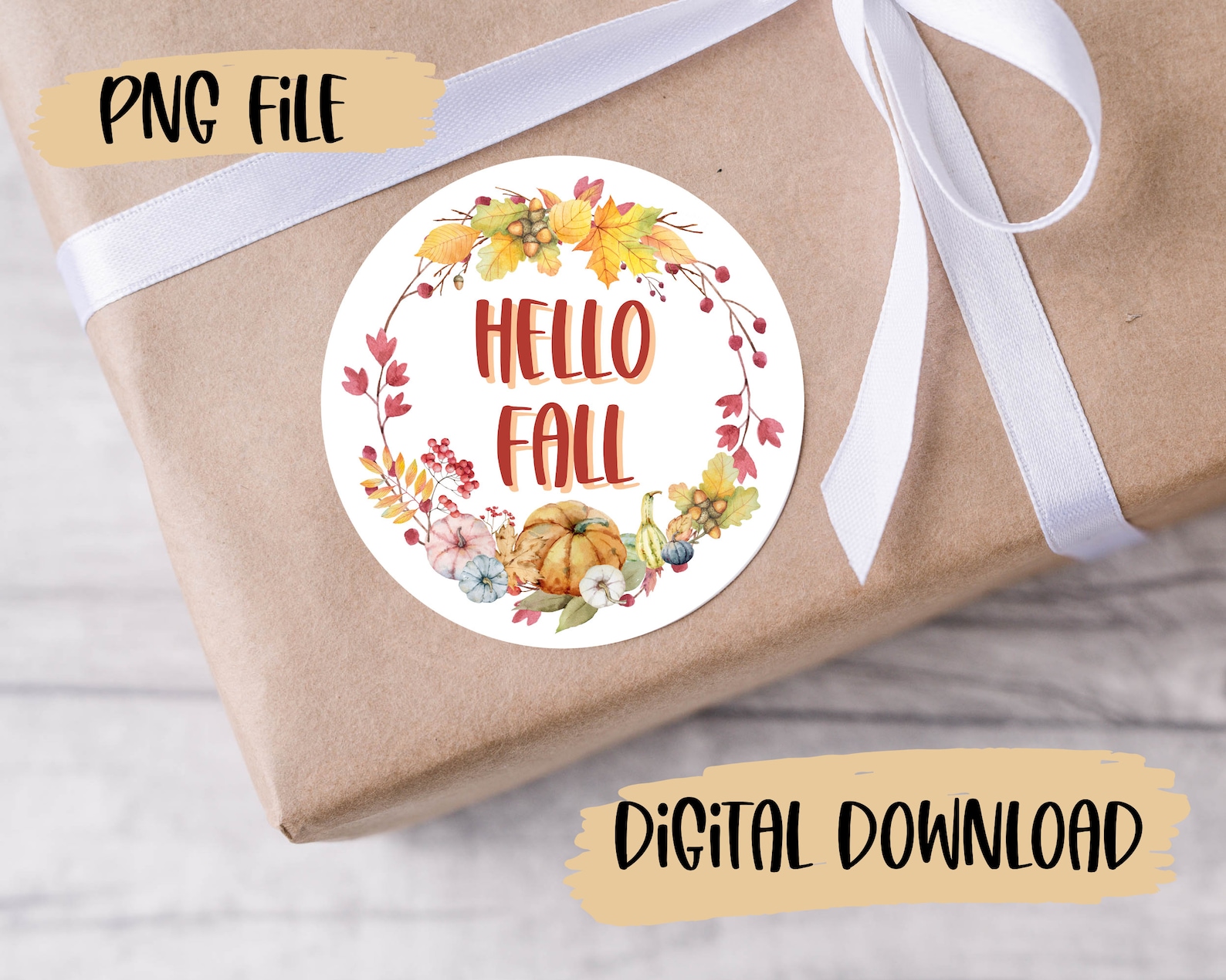HELLO FALL Sticker PNG, Fall Packaging Stickers for Small Business ...