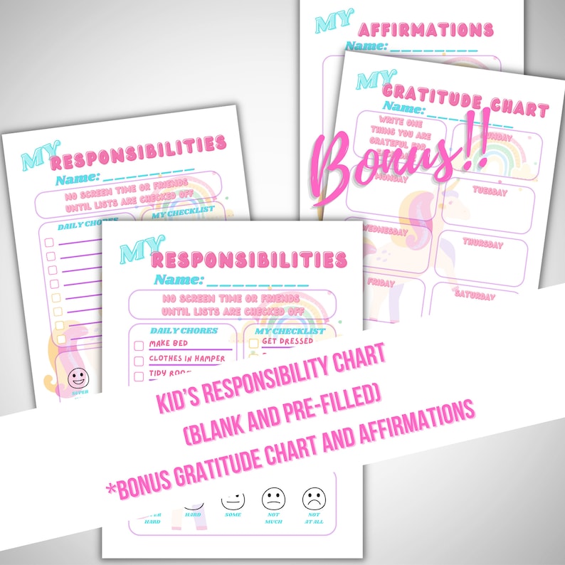 Kids Responsibility Chart - Etsy