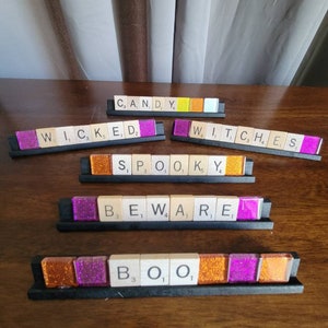 Halloween Scrabble Letter Tile Tray Decorations Spooky Season Party - Etsy