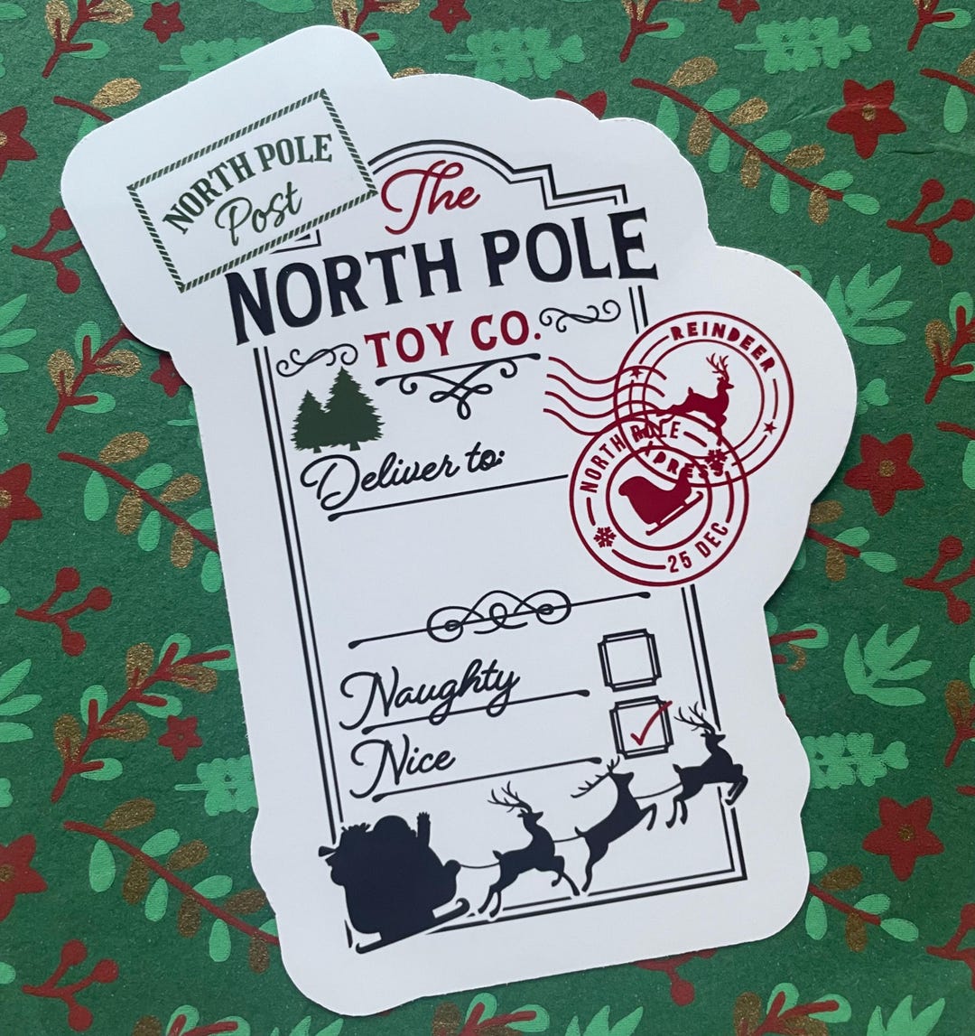 North Pole Post Sticker, North Pole Post Office, Santa's Workshop ...