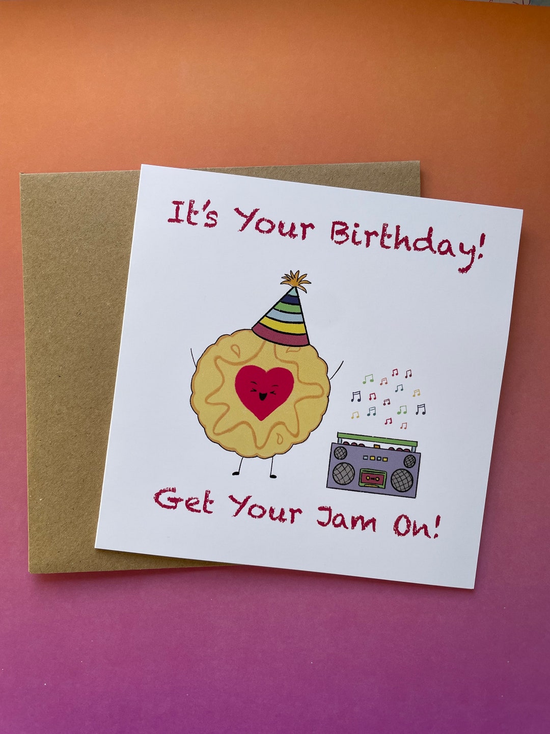 Jammy Biscuit Birthday Card, Illustrated Biscuit Card, Jammy Dodger ...