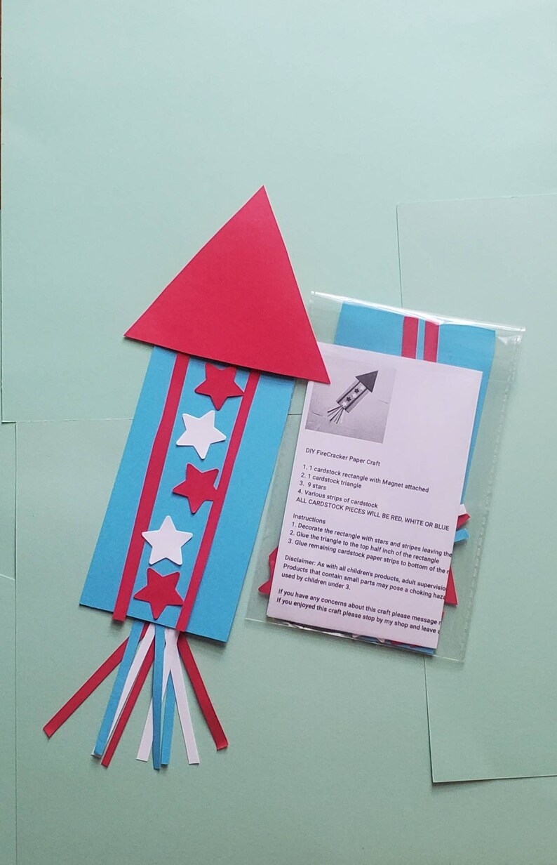 Firecracker Magnet Paper Craft Kit for Kids | Etsy