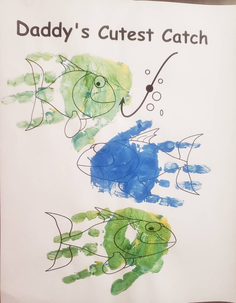 Father's Day Digital Download Fishing Hand Print Craft - Etsy