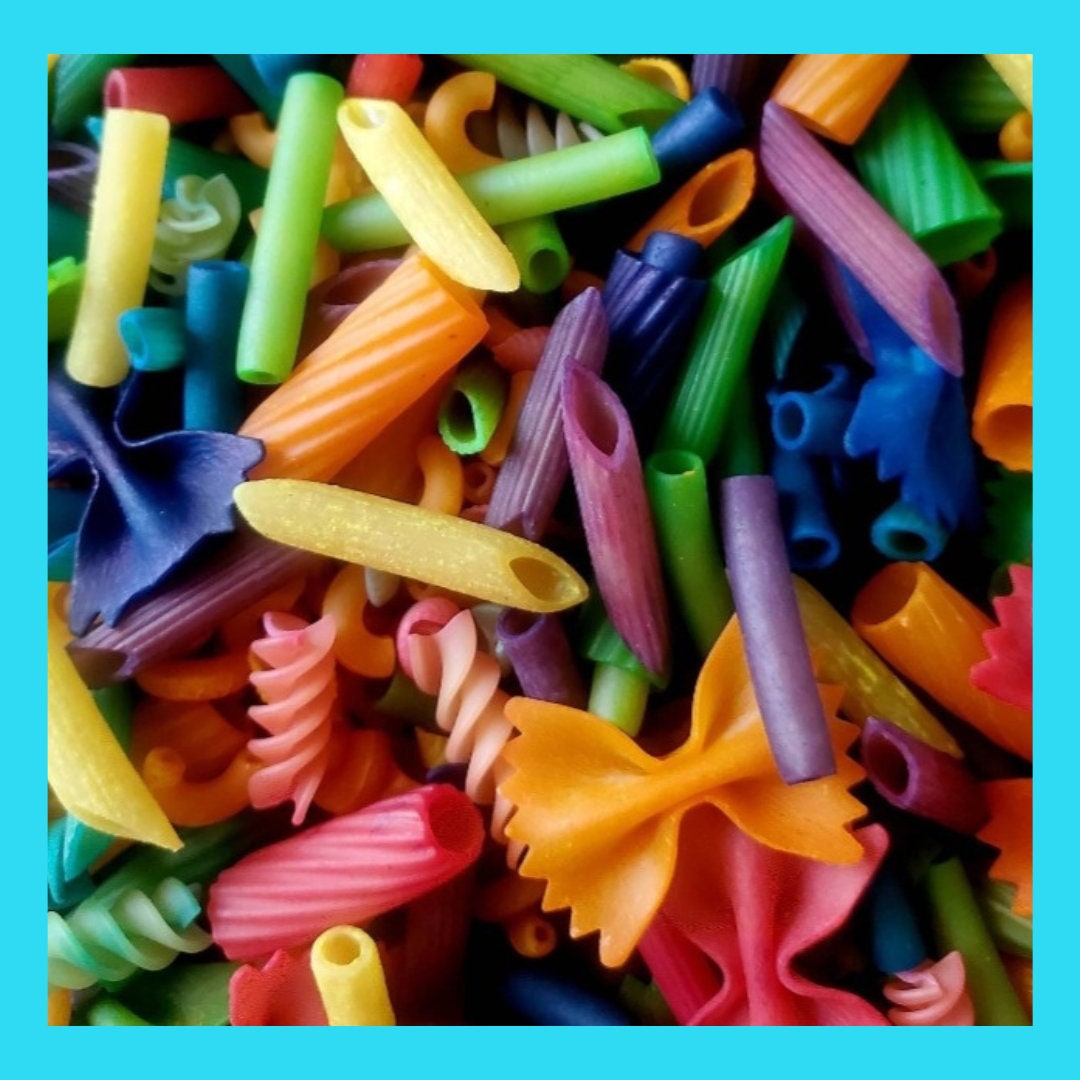Dyed Pasta for Sensory Play, Macaroni Art, Rainbow Pasta. Colored Pasta ...