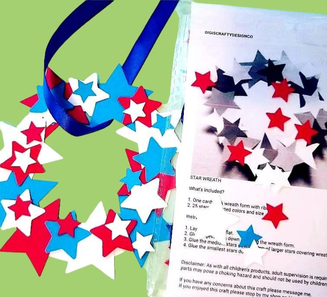 Mini Star Wreath Paper Craft Kit for Kids 4th of July Flag - Etsy