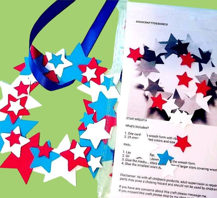 Mini Star Wreath Paper Craft Kit for Kids, 4th of July, Flag Day ...