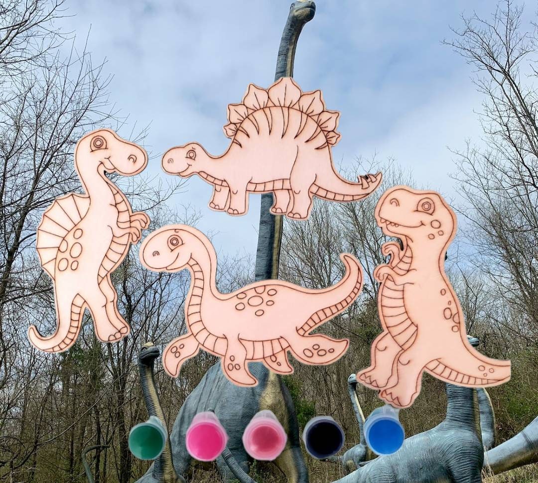 Wooden Dinosaur Paint Set, Kids Paint Set, Wood Dinosaurs to Paint ...