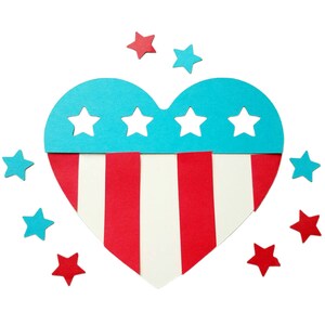 Red White & Blue Heart Magnet Paper Craft for Kids 4th of - Etsy