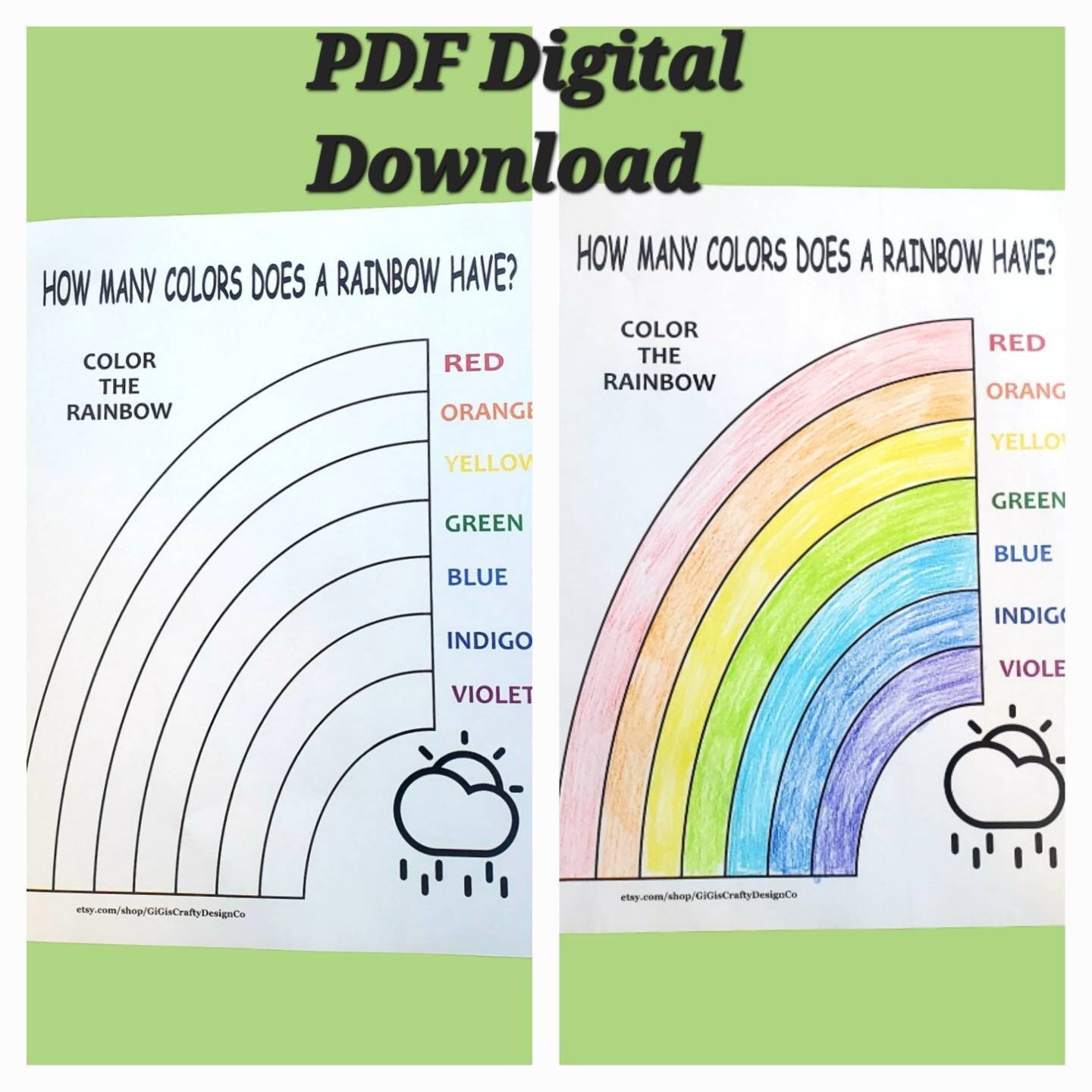Printable Color the Rainbow Digital File - Etsy