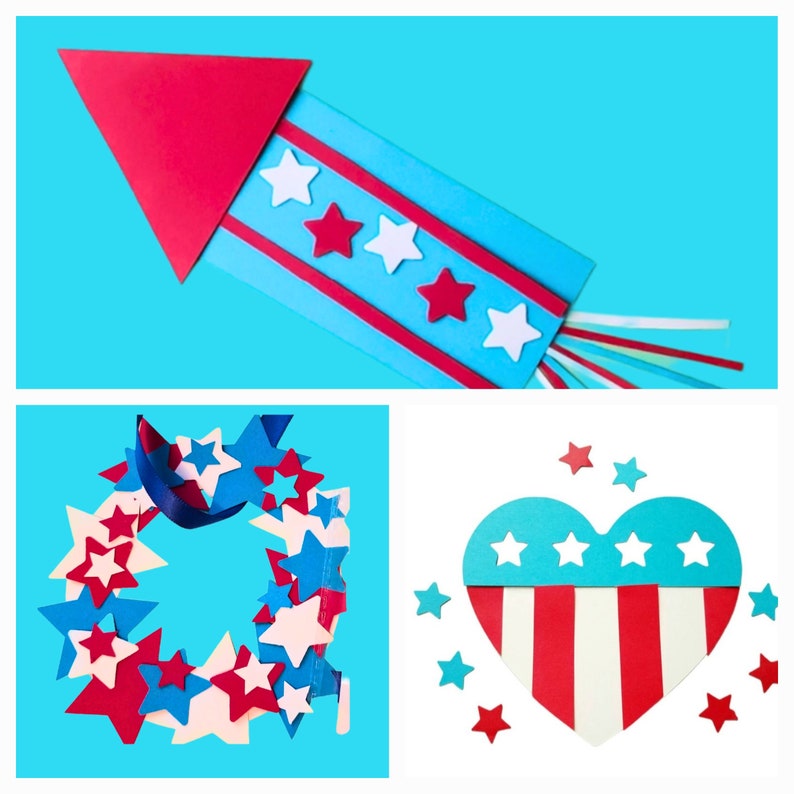 Set of 3 Patriotic Paper Craft Kit for Kids, 4th of July Craft Kit ...