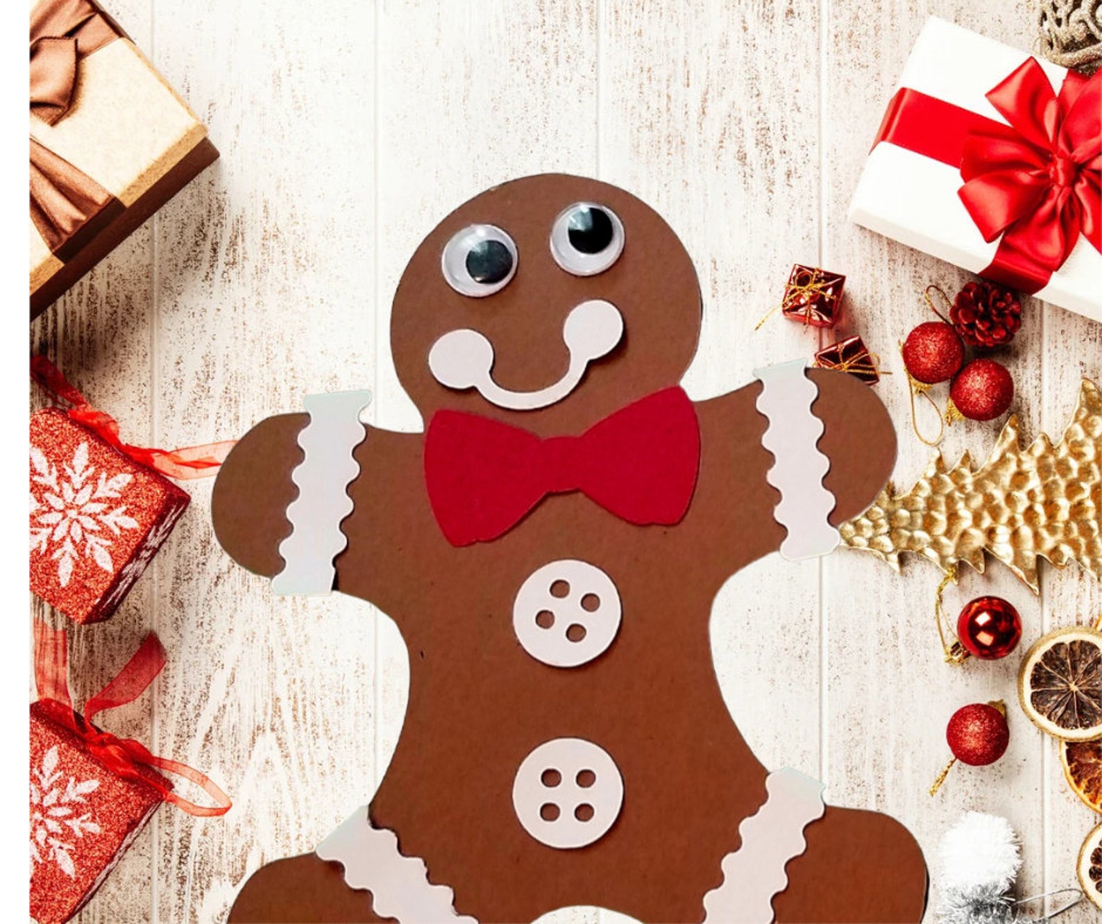 DIY Gingerbread Man Paper Craft With Magnet, Paper Craft Kits for Kids ...