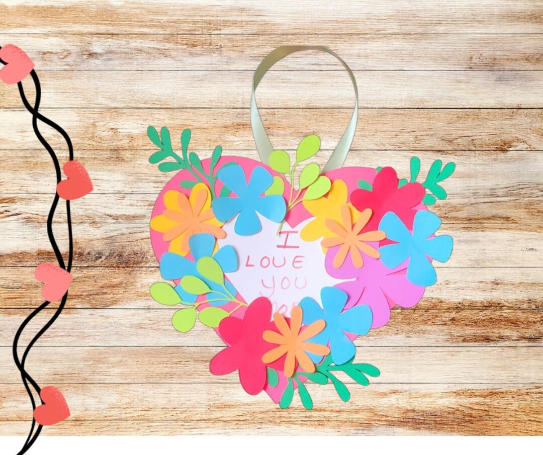 Happy Mother's Day Paper DIY Heart Ornament With Flowers - Etsy