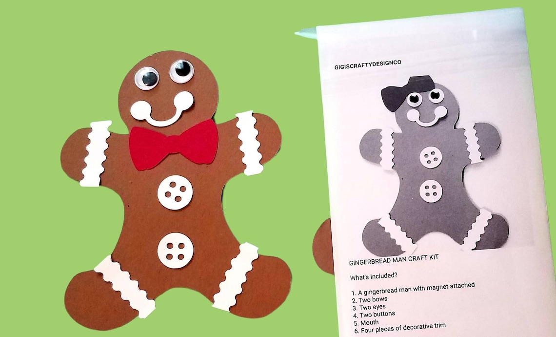 DIY Gingerbread Man Paper Craft With Magnet, Paper Craft Kits for Kids ...