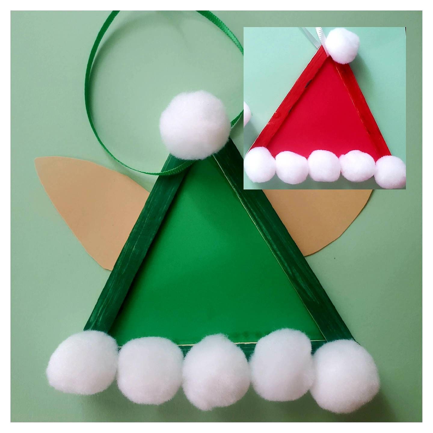 DIY Santa Hat & Elf Hat Ornament Craft Stick Kits, Christmas Craft - Etsy