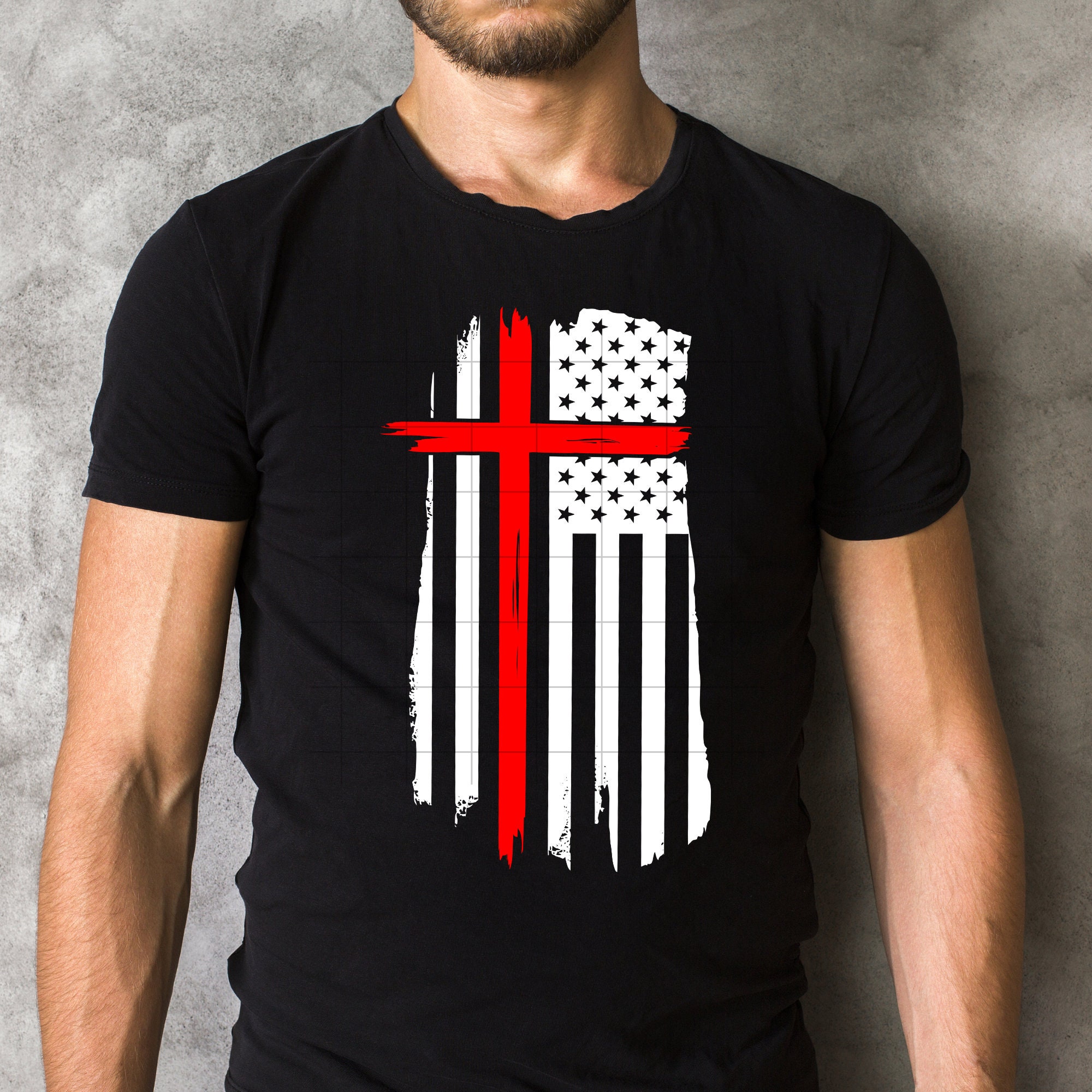 Red Cross and Flag SVG Thin Red Line Distressed American Flag - Etsy