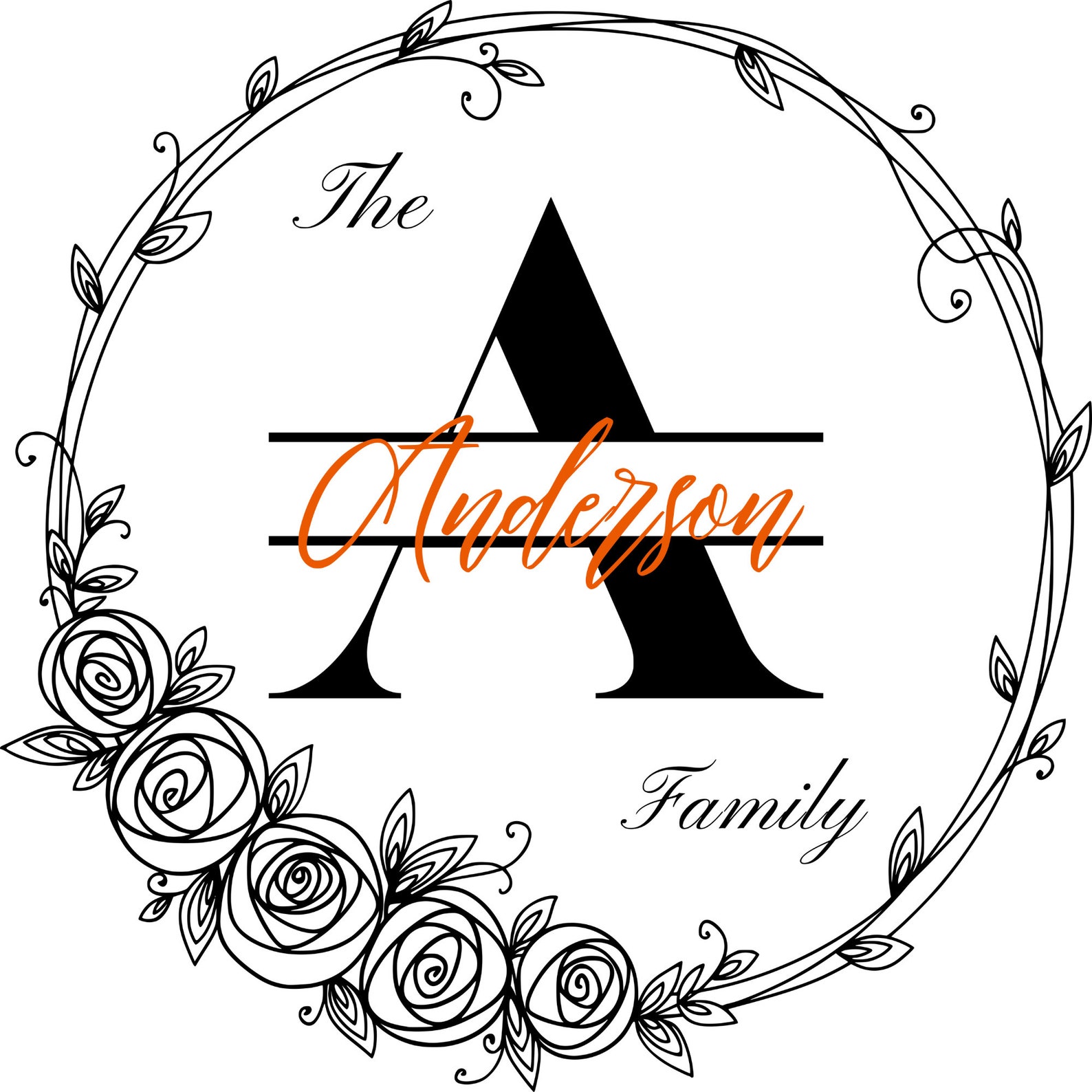 Alphabet Name Frame, Family SVG, Split Monogram SVG, Split Family Name ...