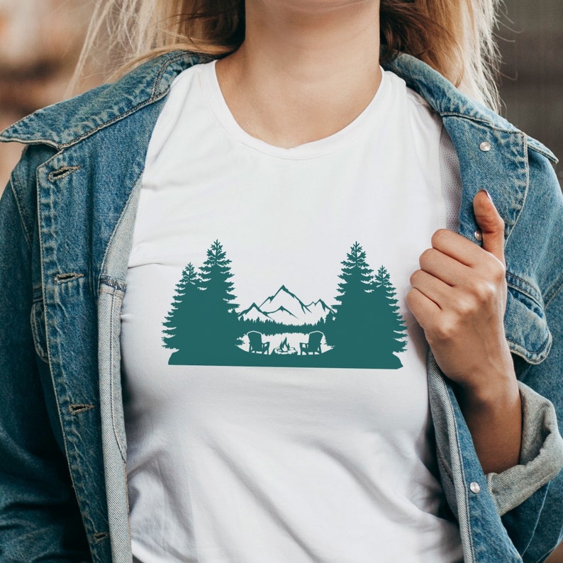 Lake Mountains Adirondack Chairs Outdoors Scene SVG Mountain - Etsy