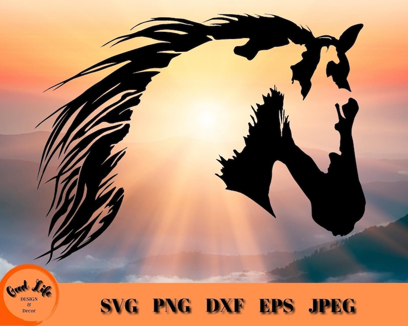 Horse Head Silhouette SVG Majestic Horse and Mane Profile - Etsy