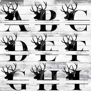 Deer Head Alphabet Name Frame, Split Monogram Family Name Frame, Split ...