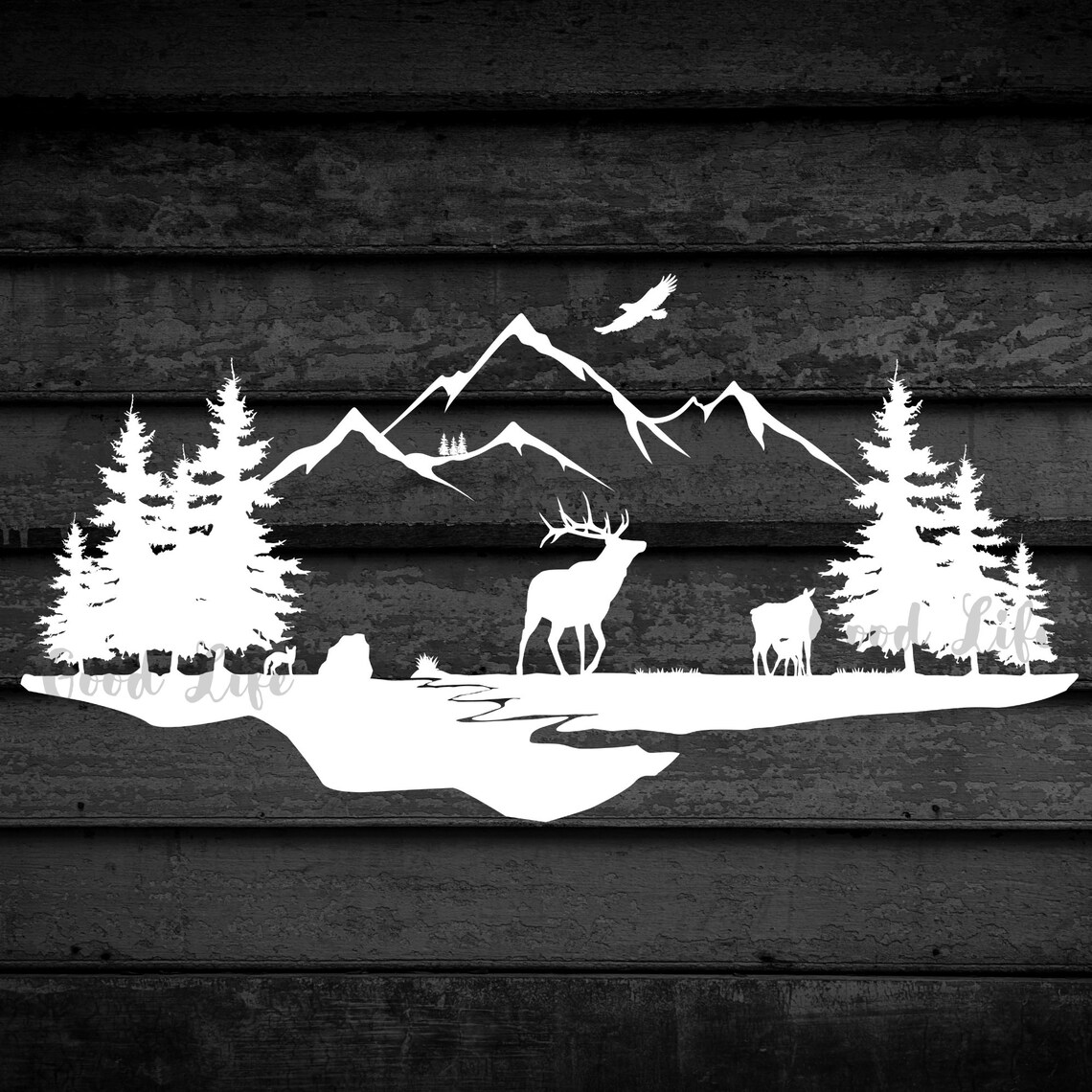 Elk and Majestic Mountain Scene SVG Outdoors Wildlife SVG - Etsy