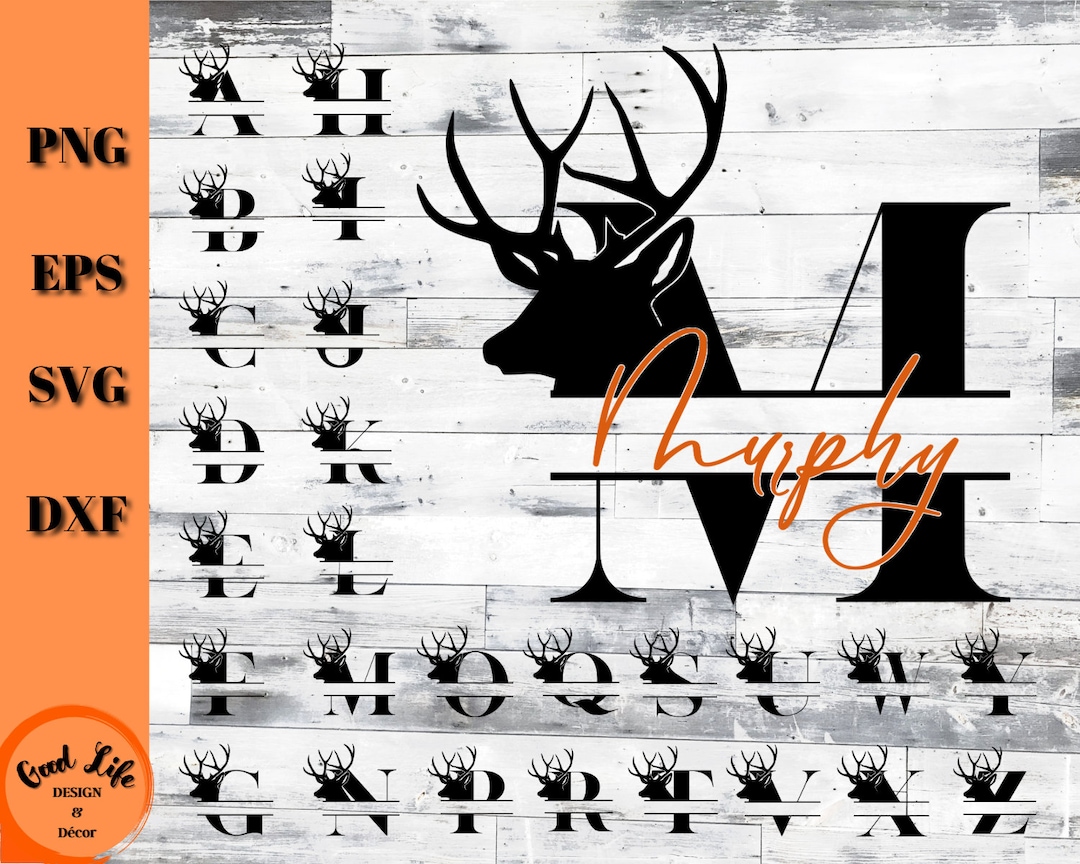 Deer Head Alphabet Name Frame, Split Monogram Family Name Frame, Split ...