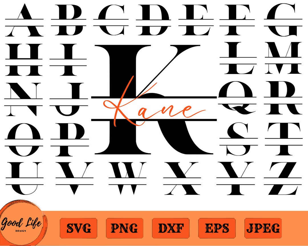 Alphabet Name Frame, Family SVG, Split Monogram SVG, Split Family Name ...