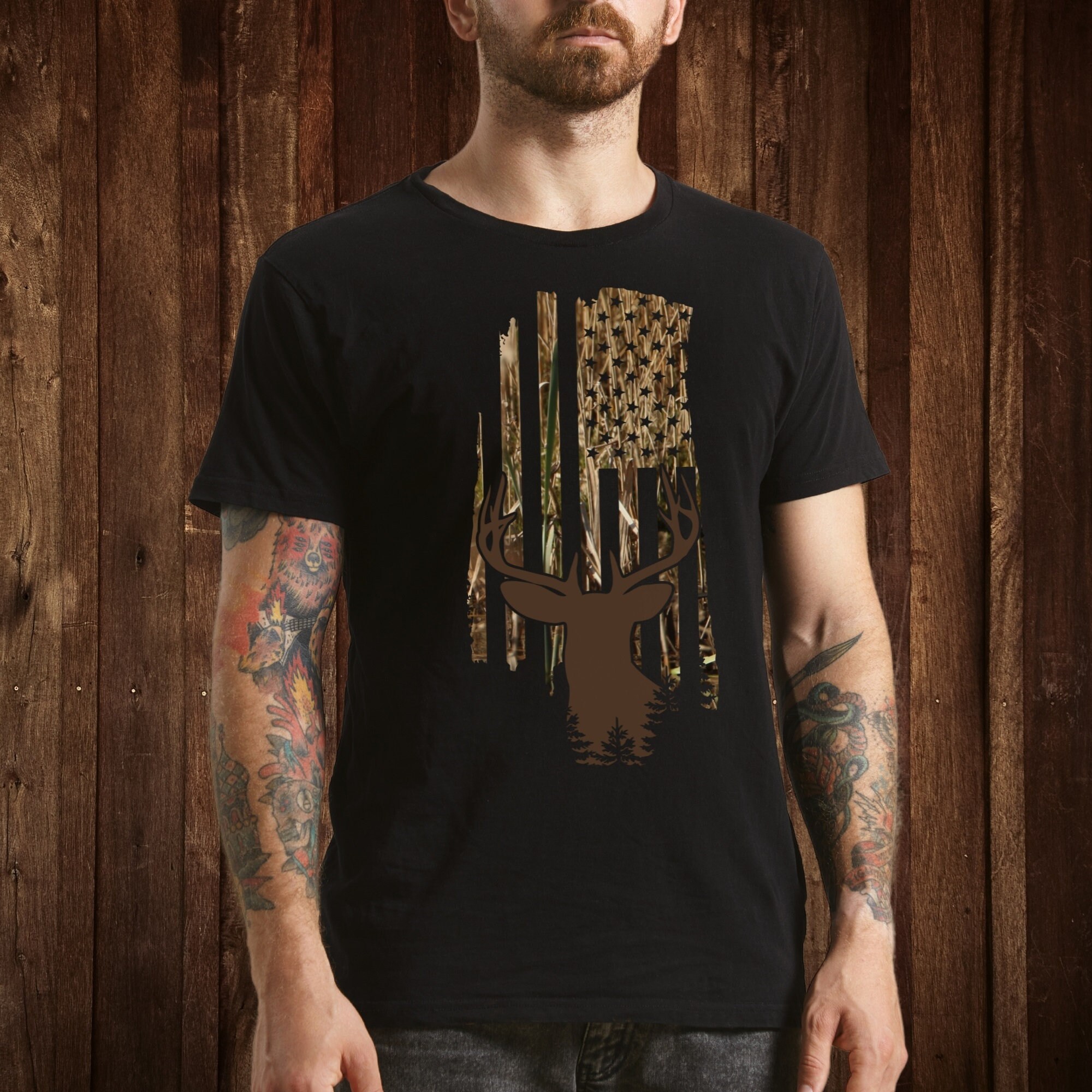 Deer Hunting Wetlands Camo Distressed American Flag and Deer - Etsy