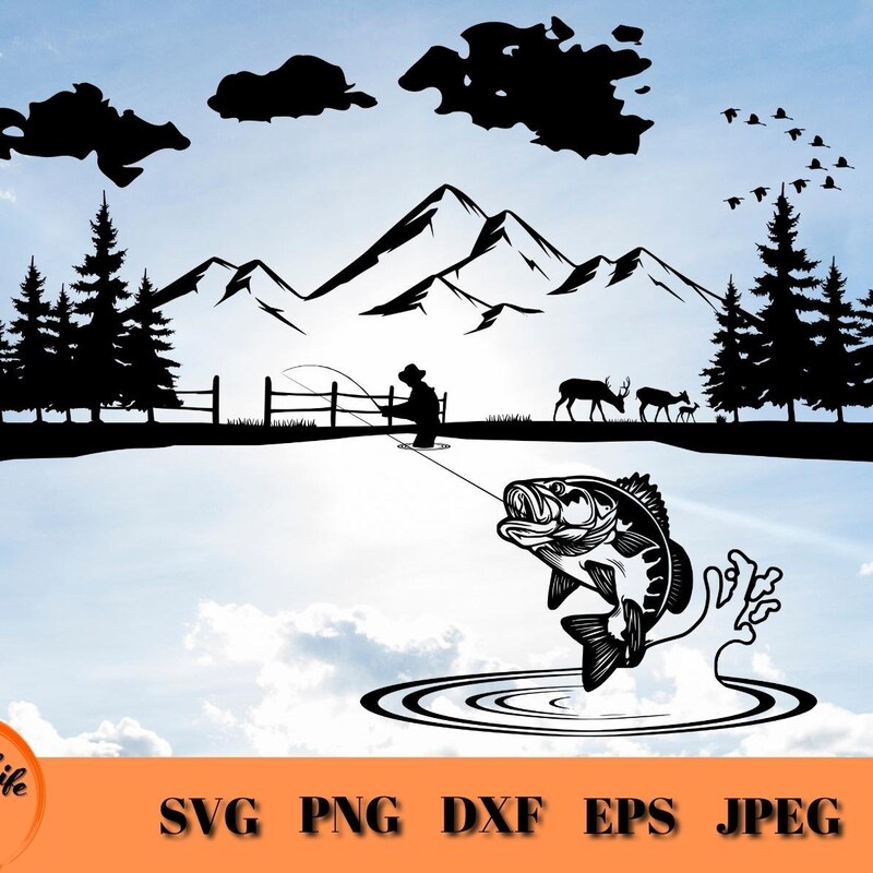 Catching Fish Svg - Etsy