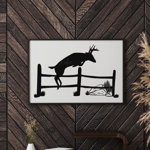 Jumping Buck Silhouette SVG, Deer Hunting Clip Art, Wildlife Scene ...