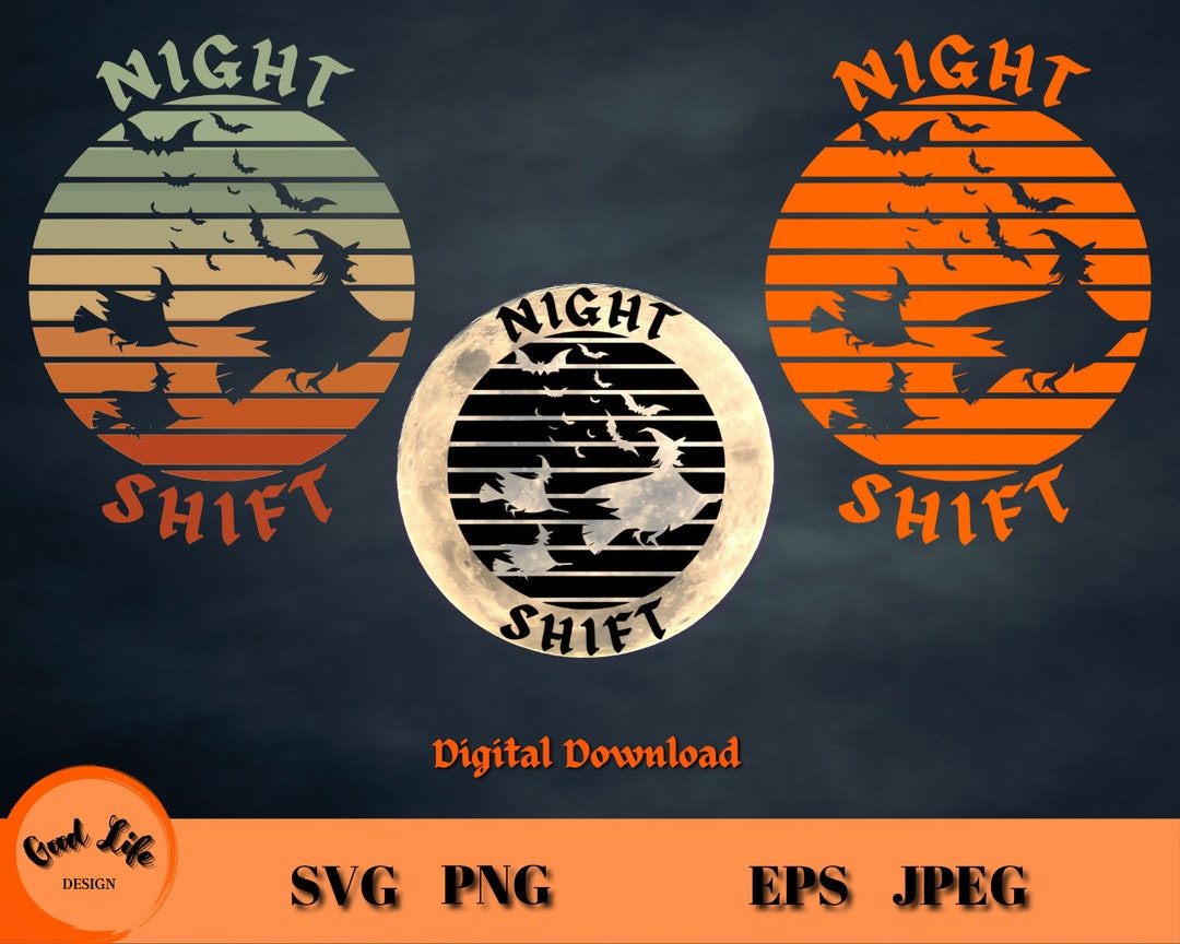 Witches Night Shift SVG, Witch PNG, Halloween SVG, Flying Witches and ...