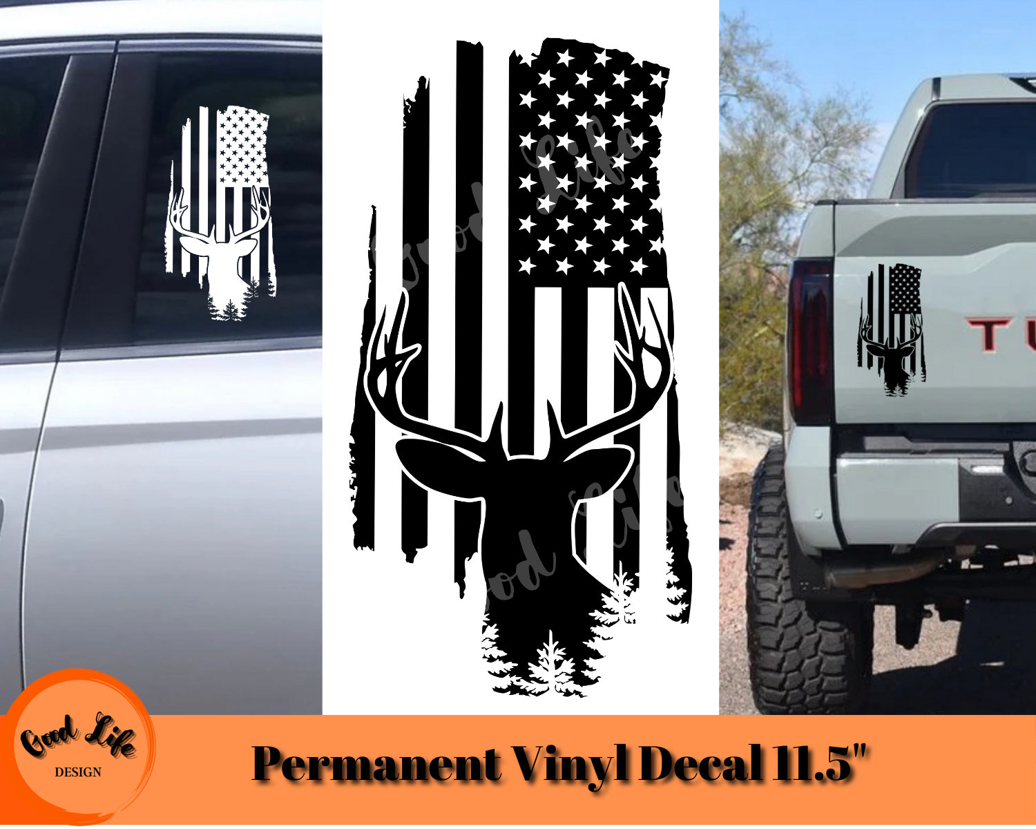 Deer Hunting Decal Distressed American Flag and Buck - Etsy