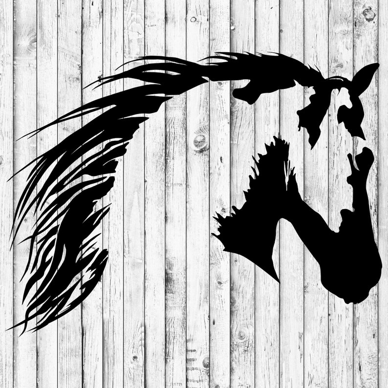 Horse Head Silhouette SVG Majestic Horse and Mane Profile - Etsy